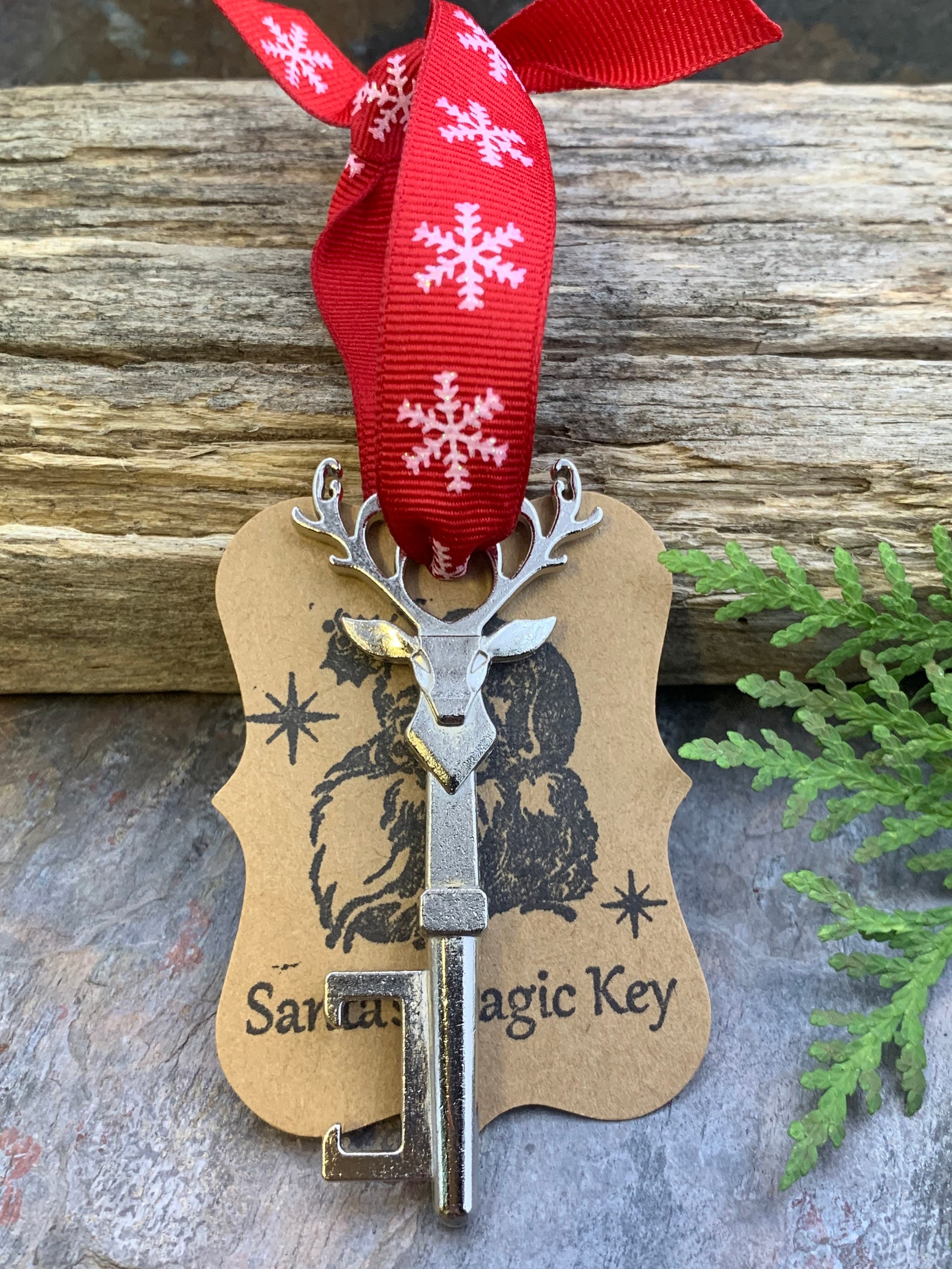 Santa’s Magic Key, Christmas Tree Ornament, Silver Reindeer Key, Bottle ...