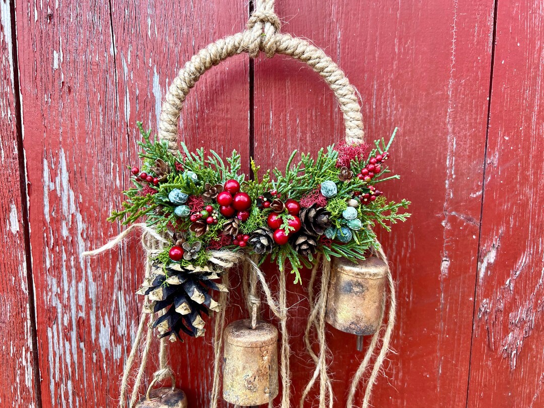 Yule Witch Bells, Solstice Pagan Décor, Small Holiday Winter Wreath ...