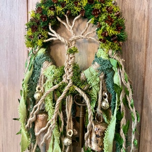 Tree of Life Witch Bells, 5 Inch Mossy Wreath, Home & Door Protection ...
