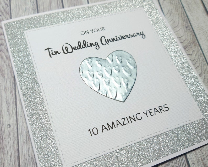 Handmade Tin Anniversary Card 10th Anniversary Card Tin - Etsy
