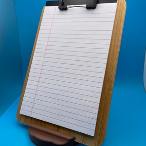 Mini Bamboo Clipboard 8 5/8 X 6, Notepad 8 X 5, 3D Printed PLA Stand ...