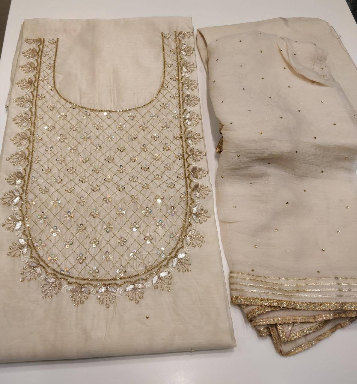 Atharva Embroidered Salwar Kameez W/beautiful Embroidered Neck | Etsy