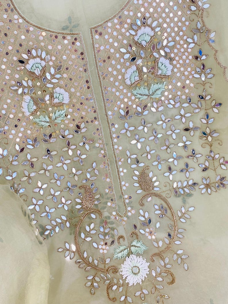 ATHARVA Hand Embroidery Salwar Kameez/ellegant Lucknowi Mirror Work ...