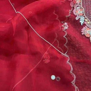 ATHARVA Hand Embroidery Salwar Kameez/3d Neck Embroidery/organza Silk ...