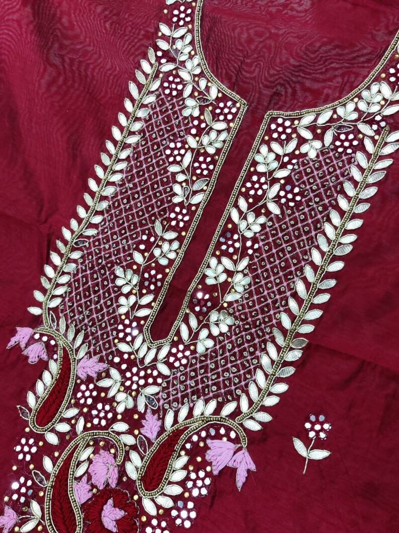 ATHARVA Hand Embroidery Salwar Kameez/embroidery Neck Maroon/banarsi ...