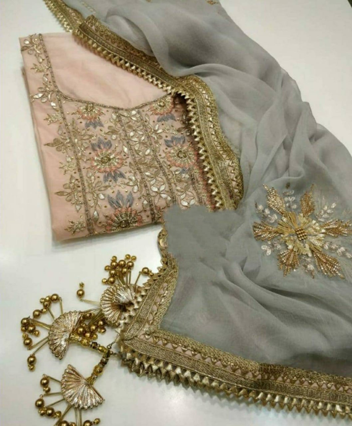 ATHARVA Hand Embroidered Salwar Kameez W/embroidery Neck Light Pink W ...