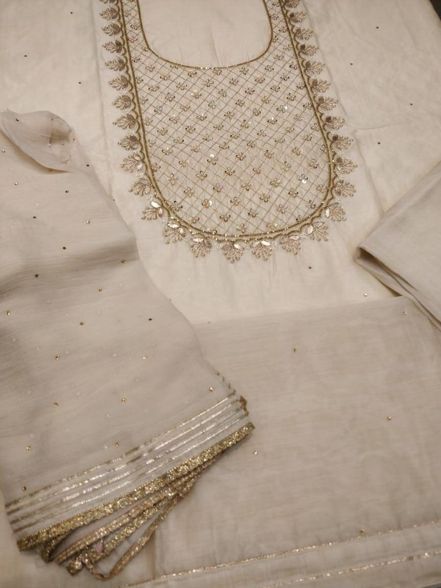 Atharva Embroidered Salwar Kameez W/beautiful Embroidered Neck | Etsy