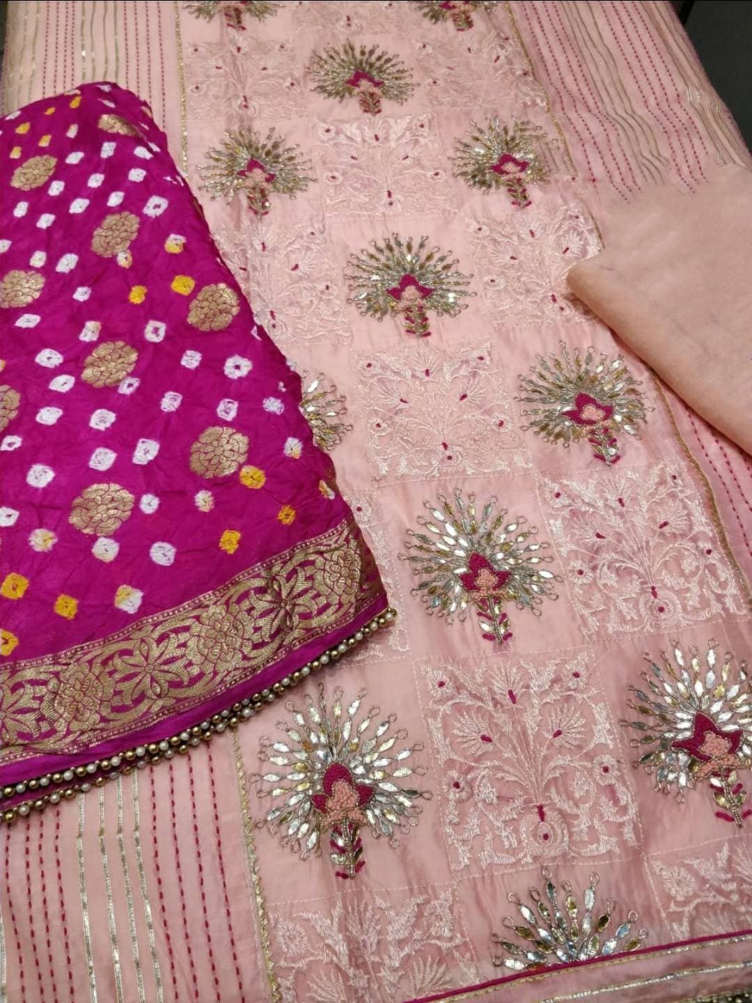 Atharva Hand Embroidered/indian Salwar Kameez/bridal/peach/chanderi ...