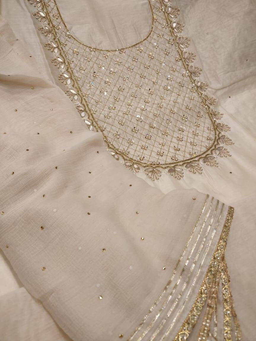 Atharva Embroidered Salwar Kameez W/beautiful Embroidered Neck | Etsy