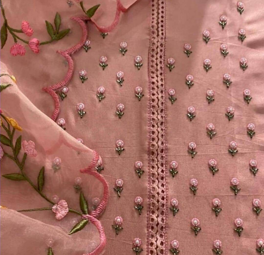 ATHARVA Hand Embroidery Indian Salwar Kameez Dark Peach/Muslin | Etsy