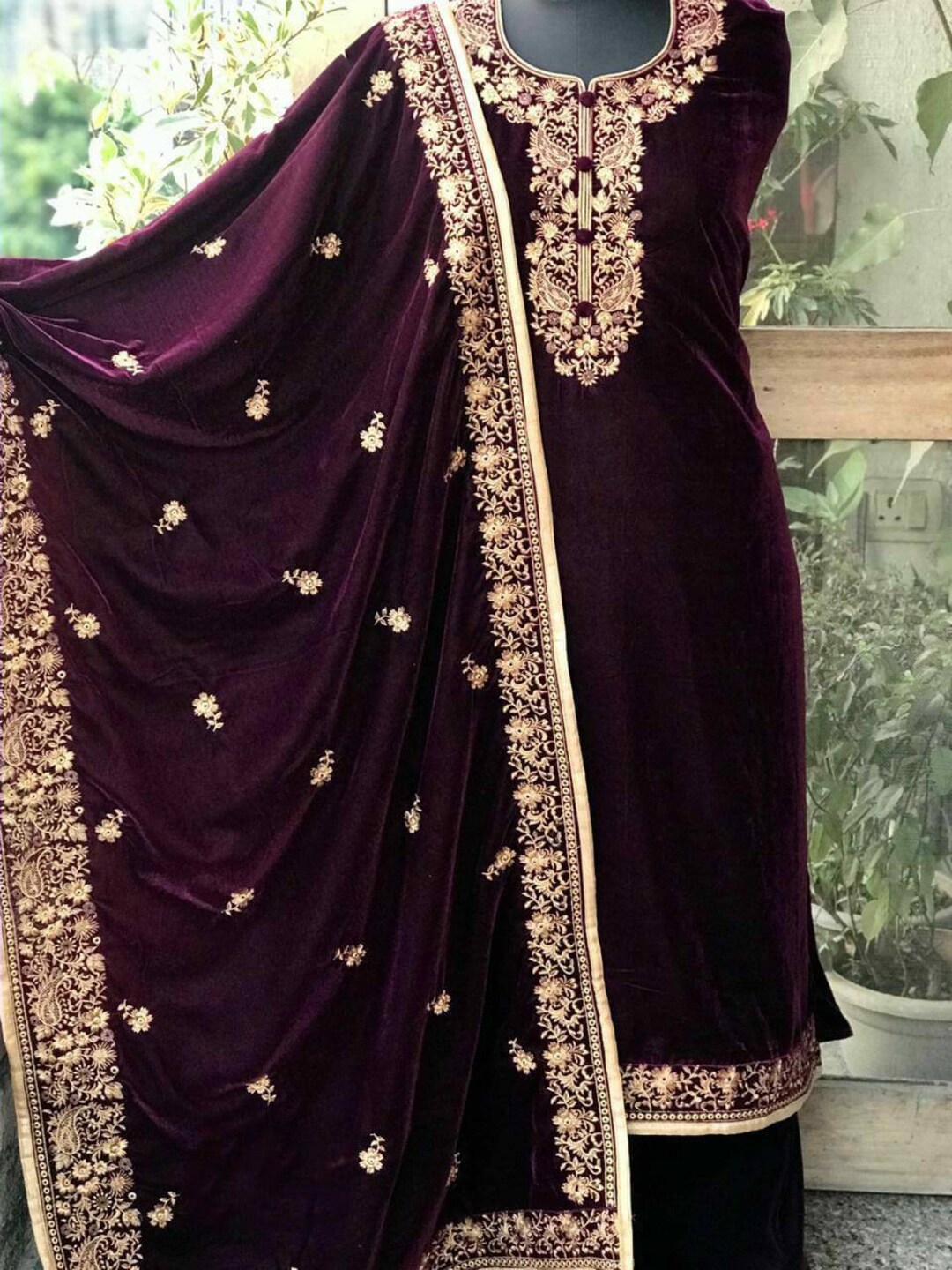 ATHARVA Hand Embroidery Salwar Kameez Velvet/embroidery Neck Panel in ...