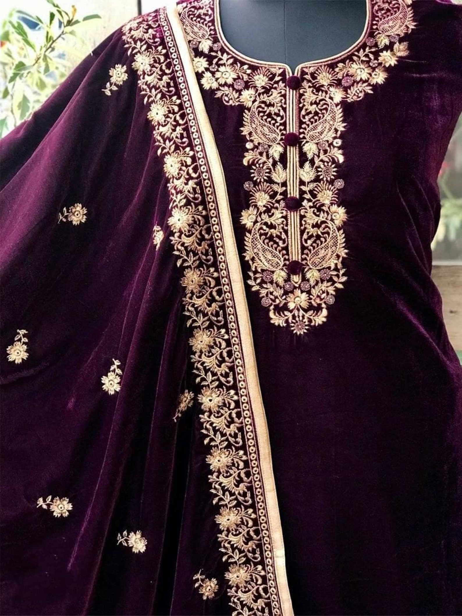 Buy ATHARVA Hand Embroidery Salwar Kameez/velvet Embroidery Shirt ...