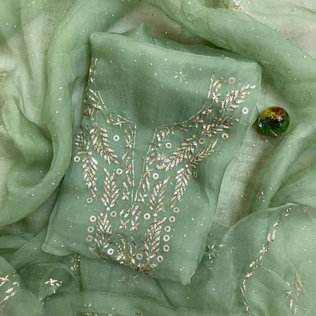 ATHARVA Hand Embroidery Salwar Kameez/mint Green/lucknowi Mukaish ...