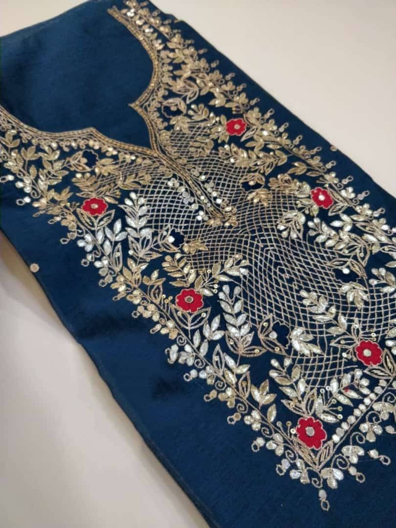 ATHARVA Hand Embroidery Salwar Kameez/embroidery Neck Royal Blue/gota ...