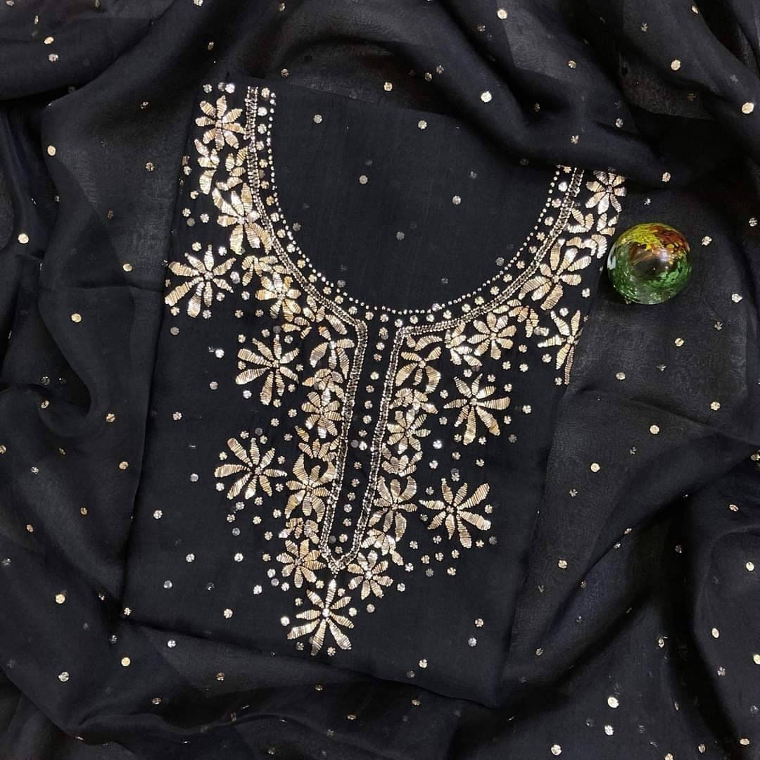 ATHARVA Hand Embroidery Salwar Kameez/lucknowi Mukaish Embroidery ...