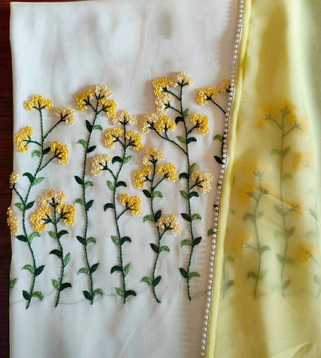 ATHARVA Embroidery Salwar Kameez/3d Embroidery/neck/georgette/white ...