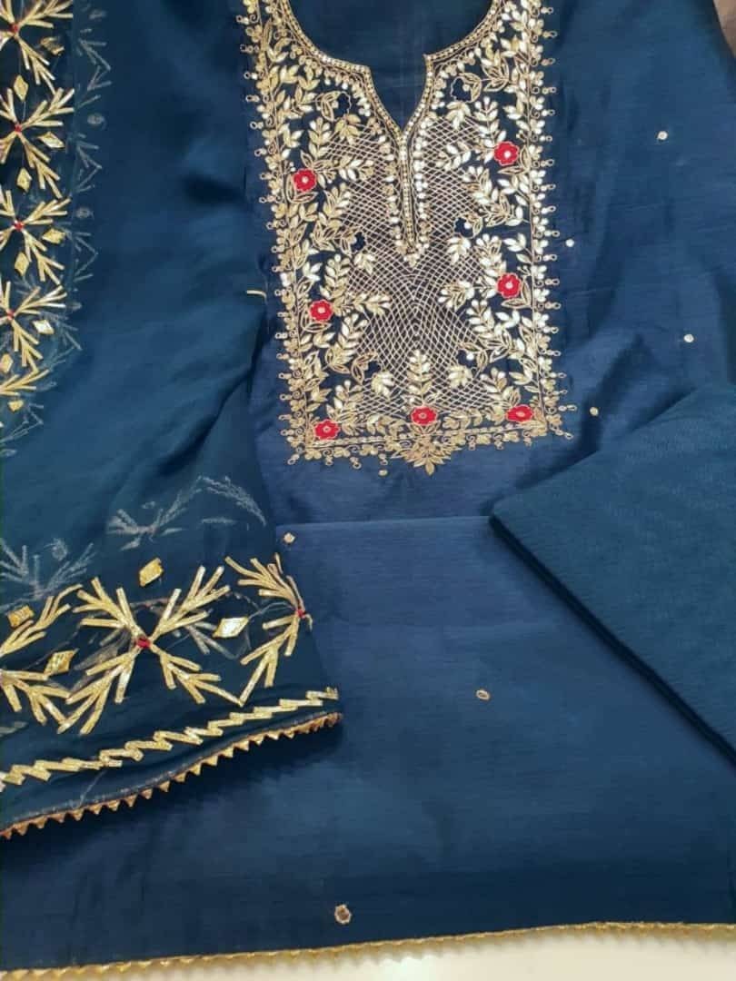 ATHARVA Hand Embroidery Salwar Kameez/embroidery Neck Royal Blue/gota ...