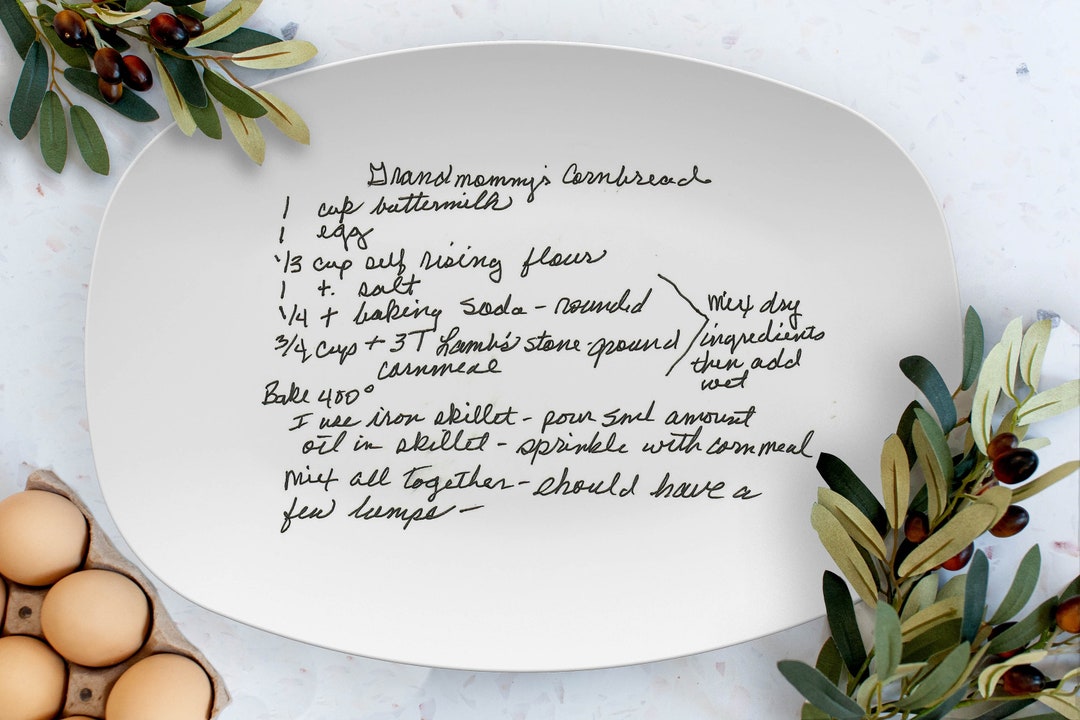 Handwritten Recipe Gift, Recipe Card to Platter, Family Recipe Keepsake ...