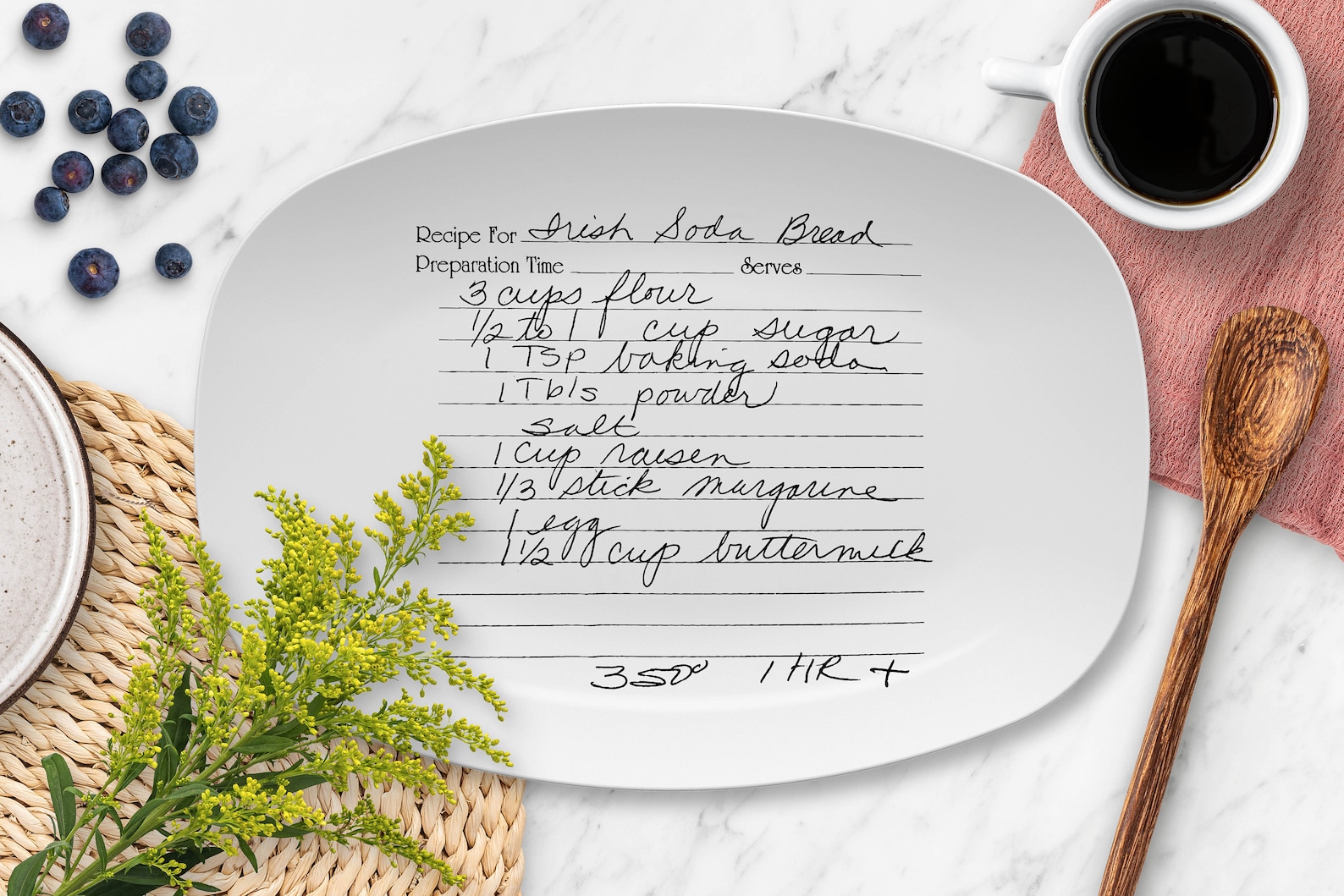 Handwritten Recipe Gift Recipe Card to Platter Family Recipe | Etsy