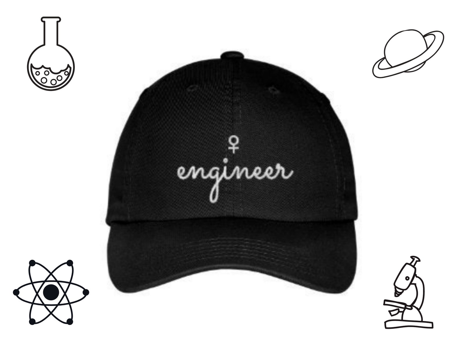 Female Engineer Embroidered Adjustable Hat Cap Steminist - Etsy