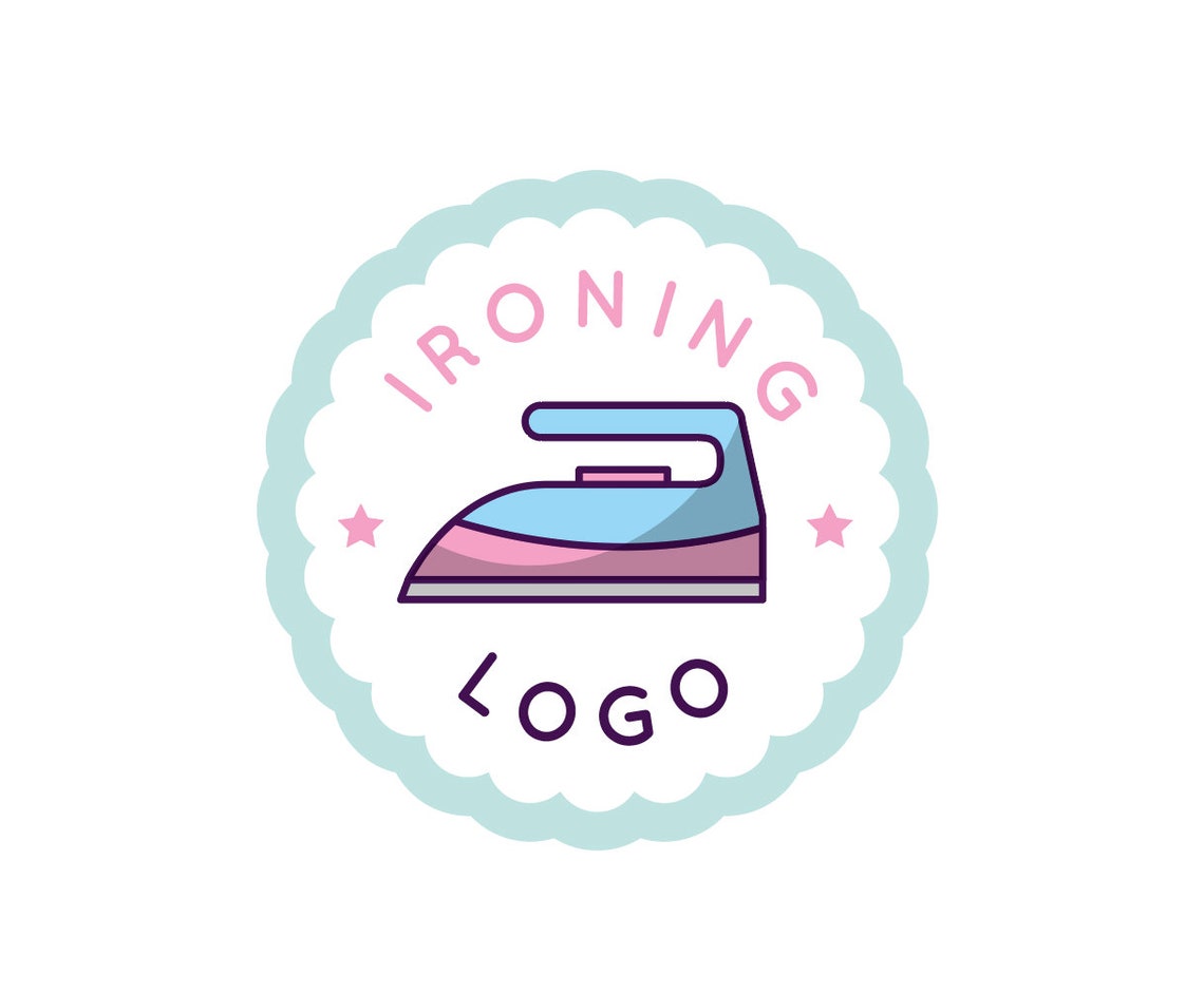 Premade Professional Ironing Laundry Service Company Iron Vintage Cute ...