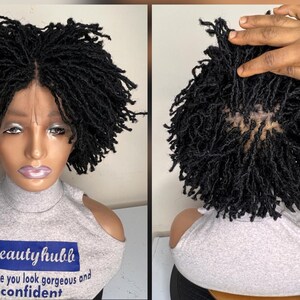 3" Short Rasta Sister Locs Dreadlocks, Faux Synthetic Lace Wig, Full ...