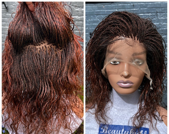 Ready to Ship Human Hair Pick and Drop Braids Wig With Water Curls ...