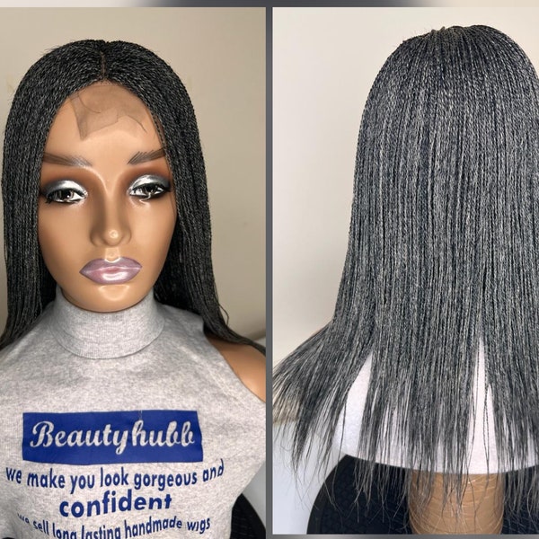 Salt And Pepper Micro Braid Wig Etsy