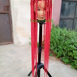 Tomato Red Knotless Full Lace Box Braid Wig for Black Women | Etsy