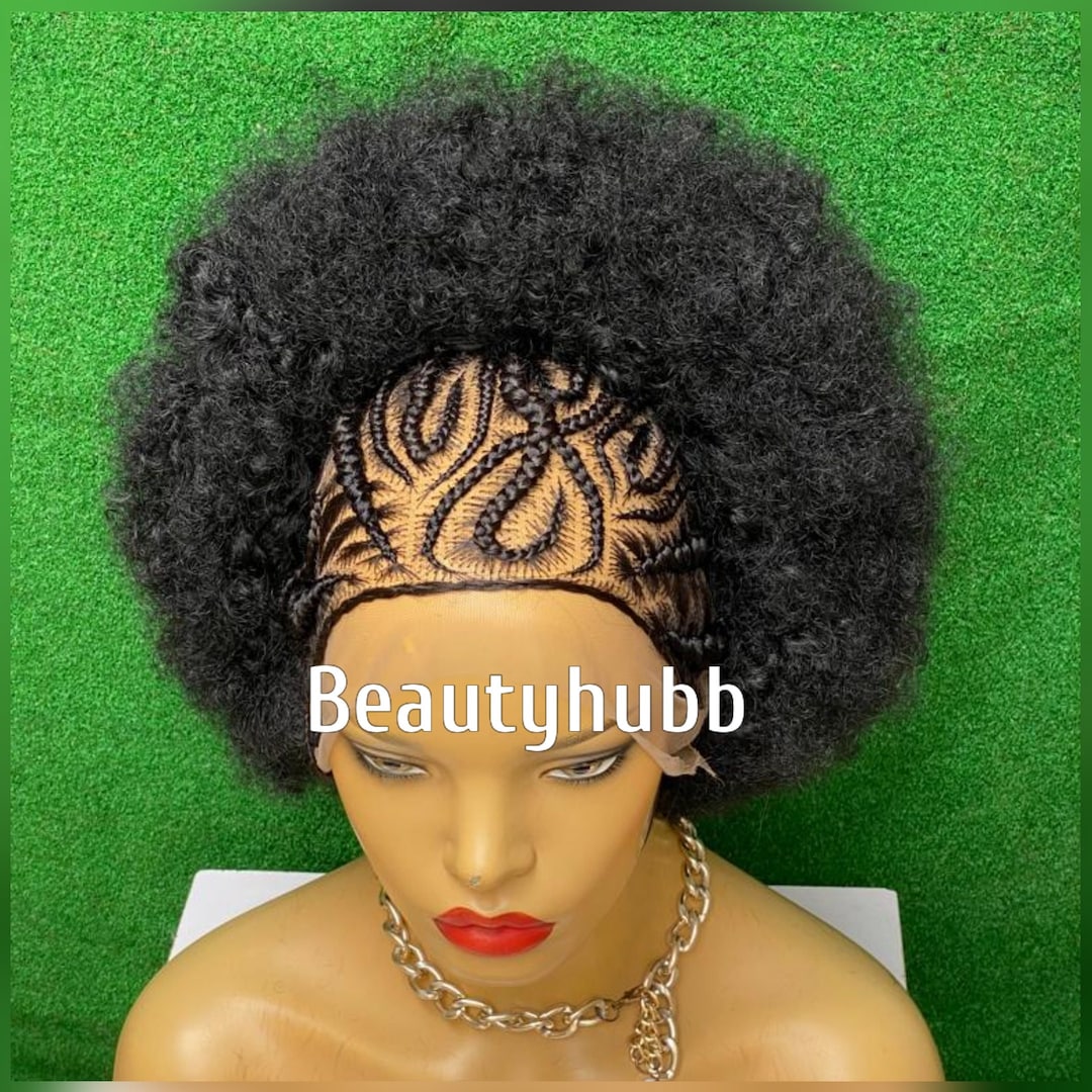 Afro Wig With Cornrows: Braided Lace Front Wig - Etsy