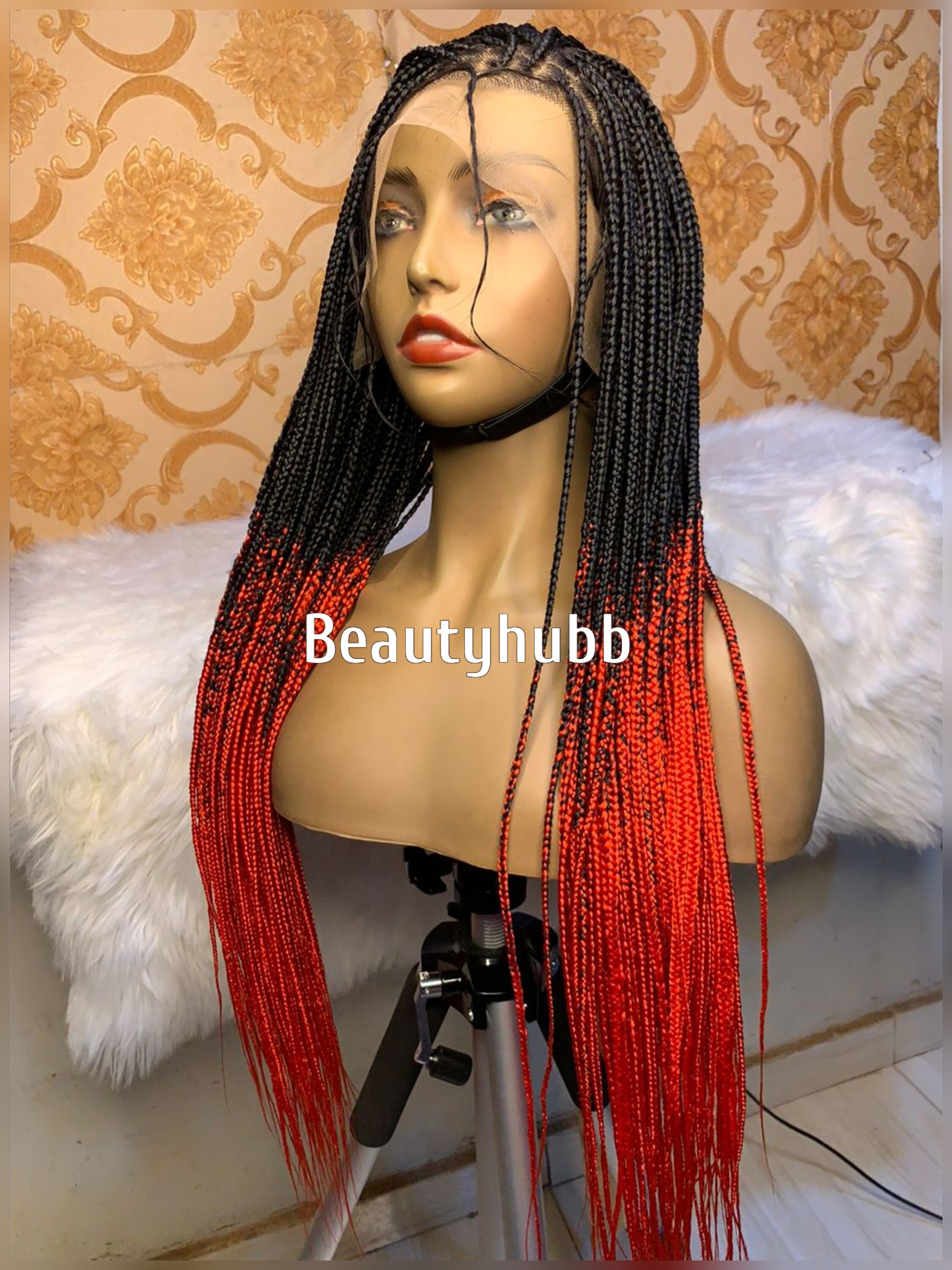 Red Ombre Box Braids