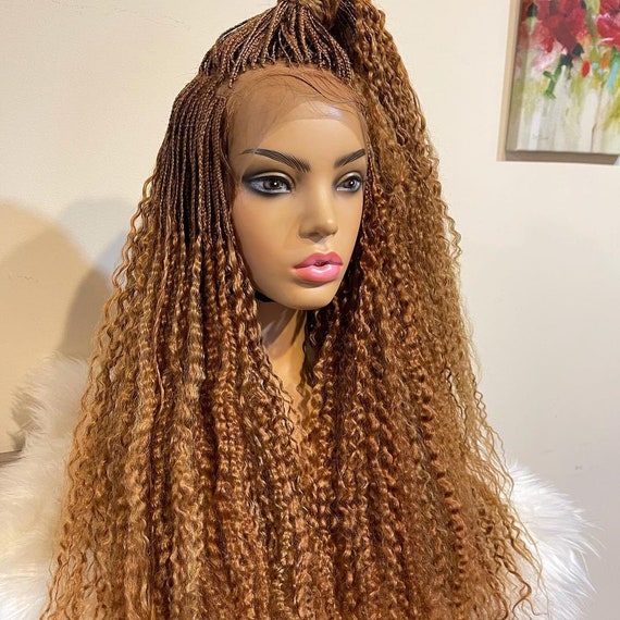 Pick and Drop Curly End Braids Micro Braid Wig Wig for Black Women Braid Wigs Lace Closure Wig Lace Wig Twist Braided Wig Etsy