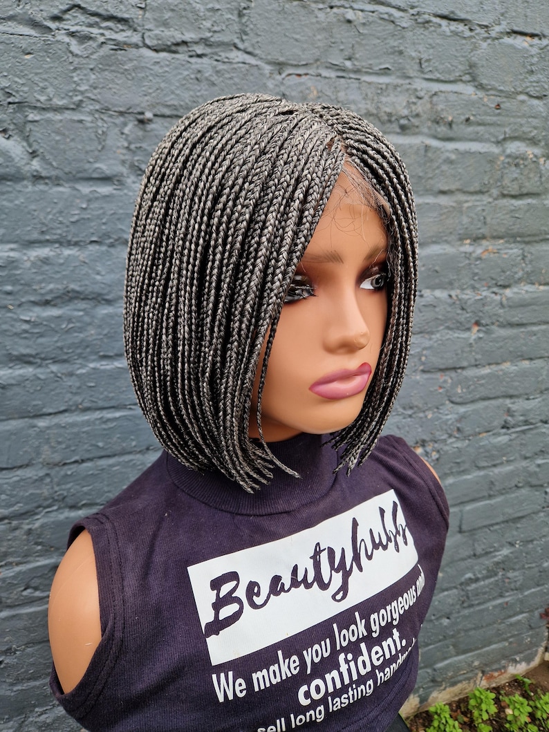 Salt and Pepper Box Braided Wig: 2x4 Lace Closure - Etsy UK
