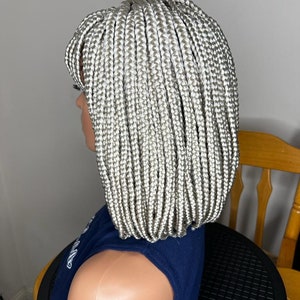 Short Fringe Silver Bob Braided Wig - Etsy