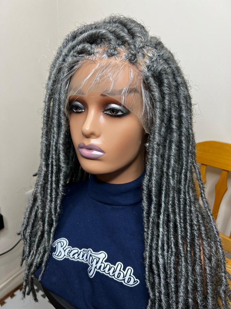 Gray Lace Front Faux Locs Dreadlocks Fauxlocs Dreadlock Braid - Etsy