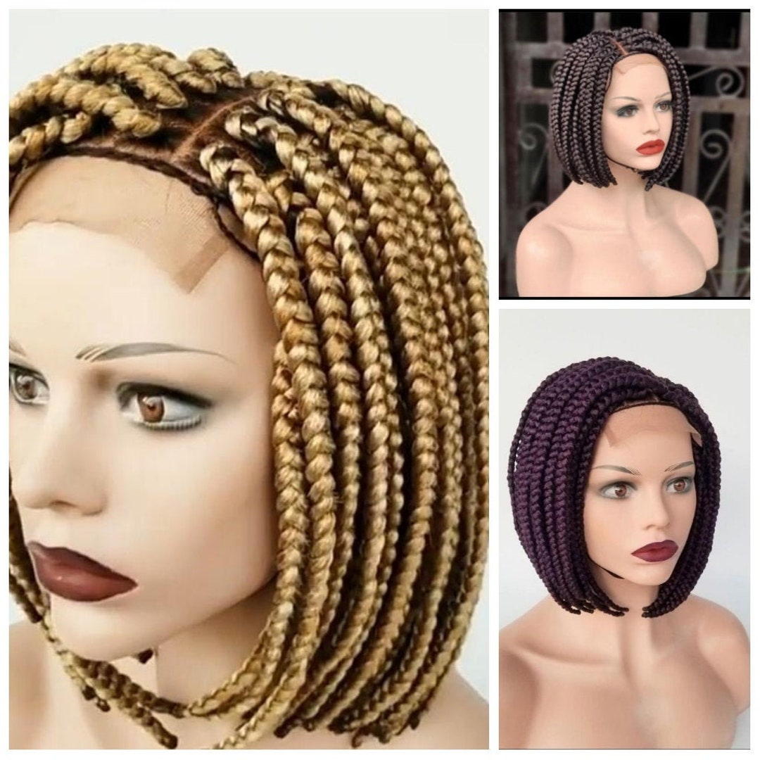 Short Bob Box Braid Wig for Black Women Braided Wig, Braids Wigs, Lace ...