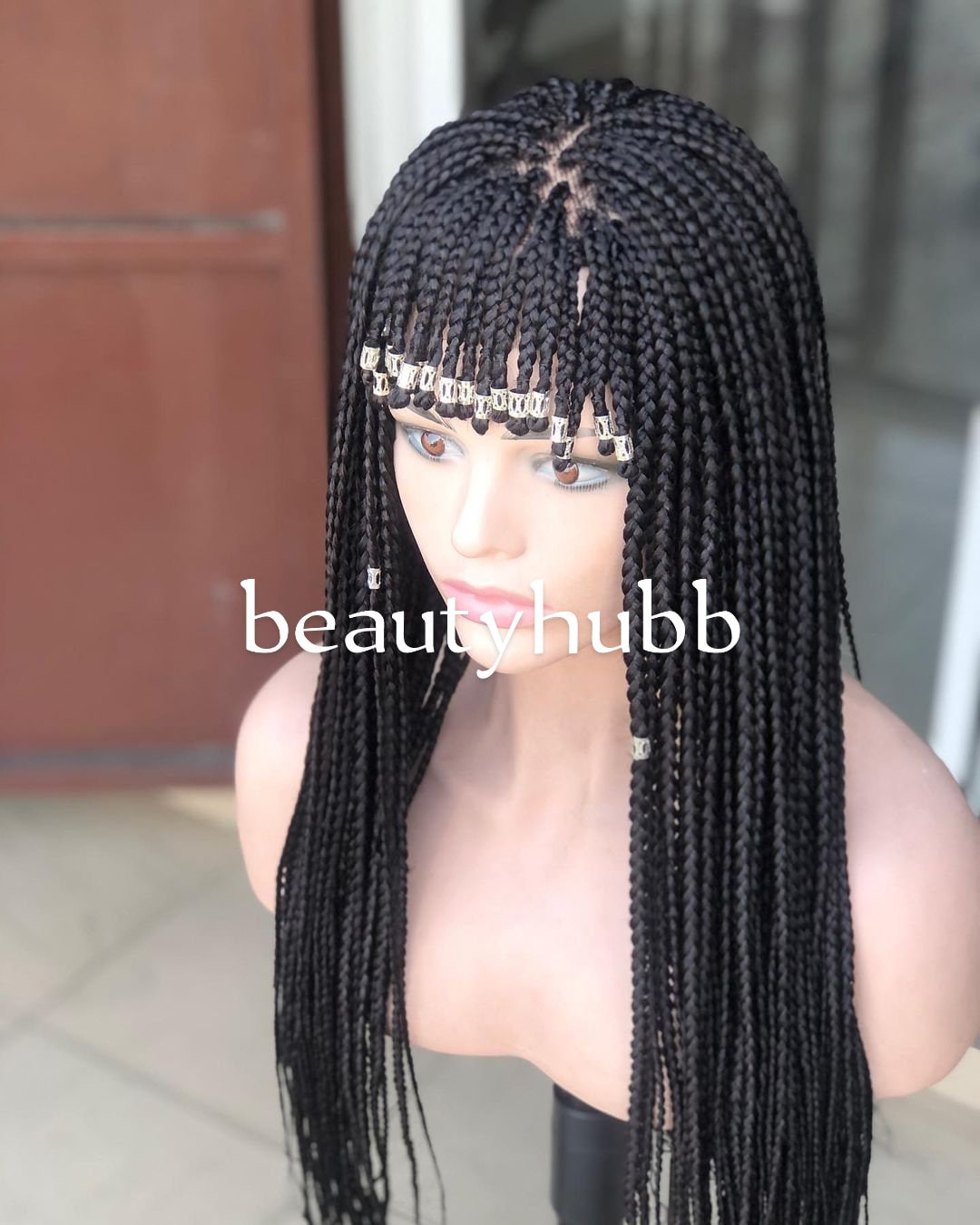 Beads Fringe With Bangs Braided Wig Braid Wig Wig for Black - Etsy