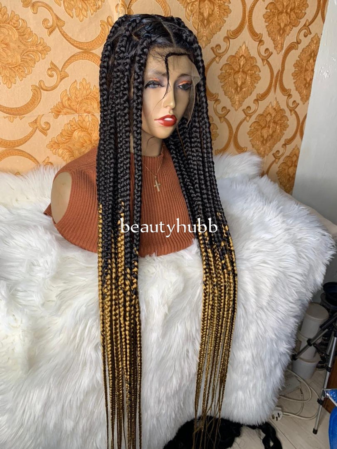 Ombre Knotless Braids Full Lace Box Braid Wig for Black Women - Etsy