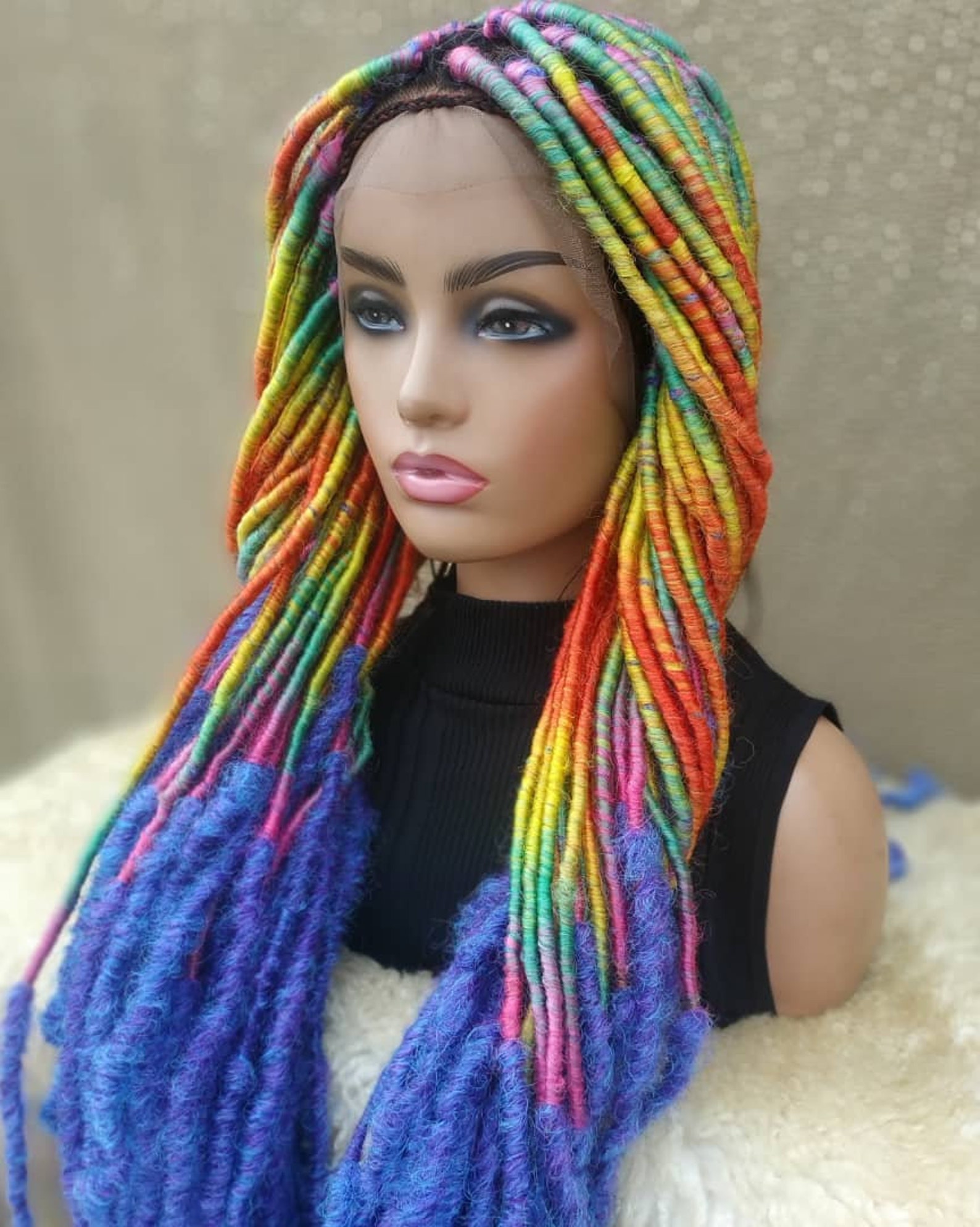 Multicolor Dreadlock Wig Braid Wig Black Woman Lace Front Etsy