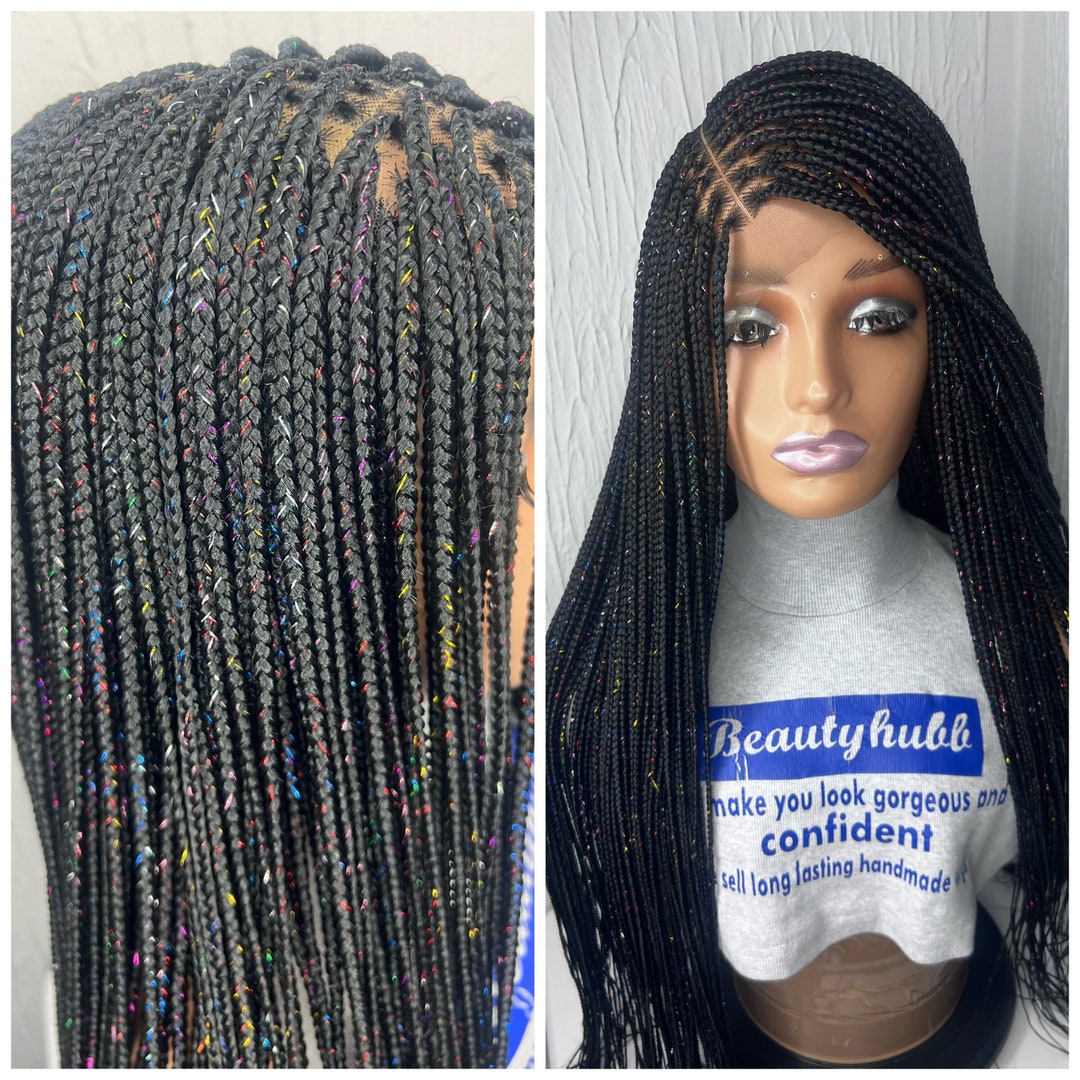 Ready to Ship Shinny Multicoloured Tinsel Box Braid Wig for - Etsy