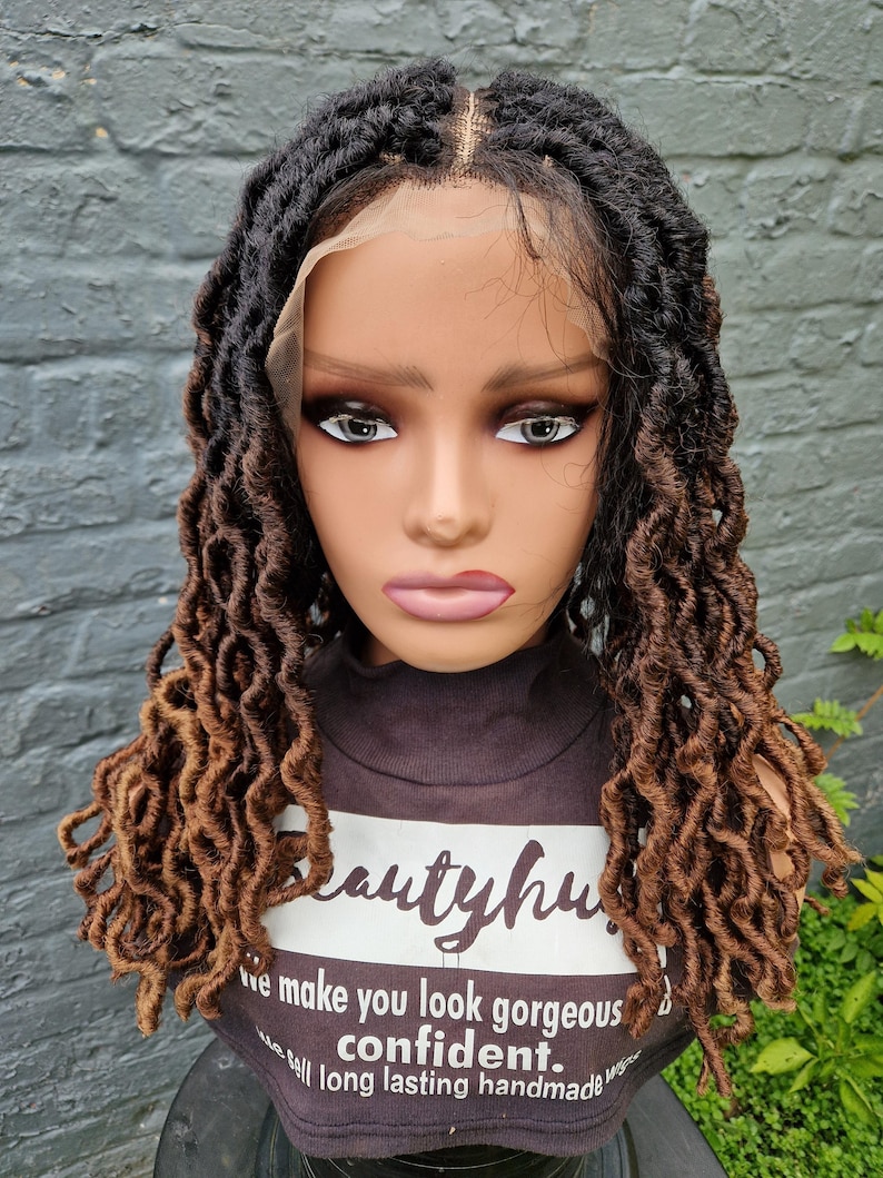 Ombre Faux Locs Braided Wig: Full Lace Wig for Black Women - Etsy