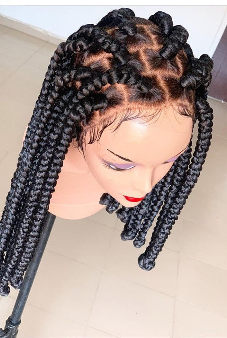 Jumbo Box Braid Wig On A Full Lace Box Braid Wig Jumbo Box Etsy