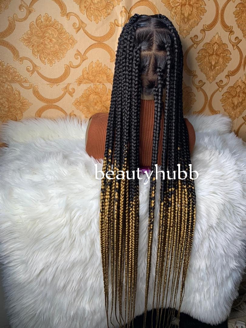 Ombre Knotless Braids Full Lace Box Braid Wig for Black Women - Etsy