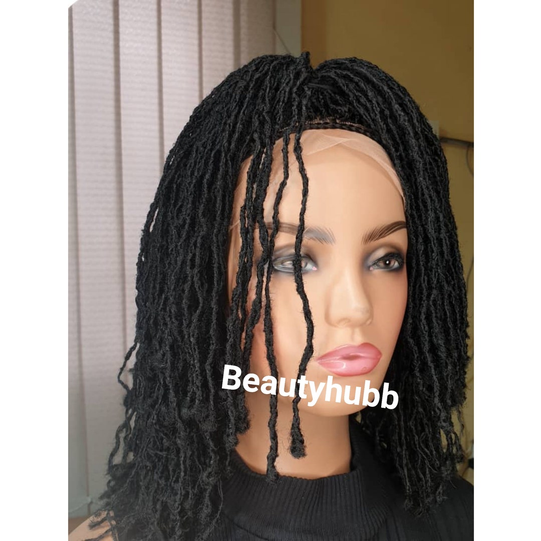 Short Frontal Lace Wig Sister Locks Dreadlocks Faux Locs Dreadlock Wig ...