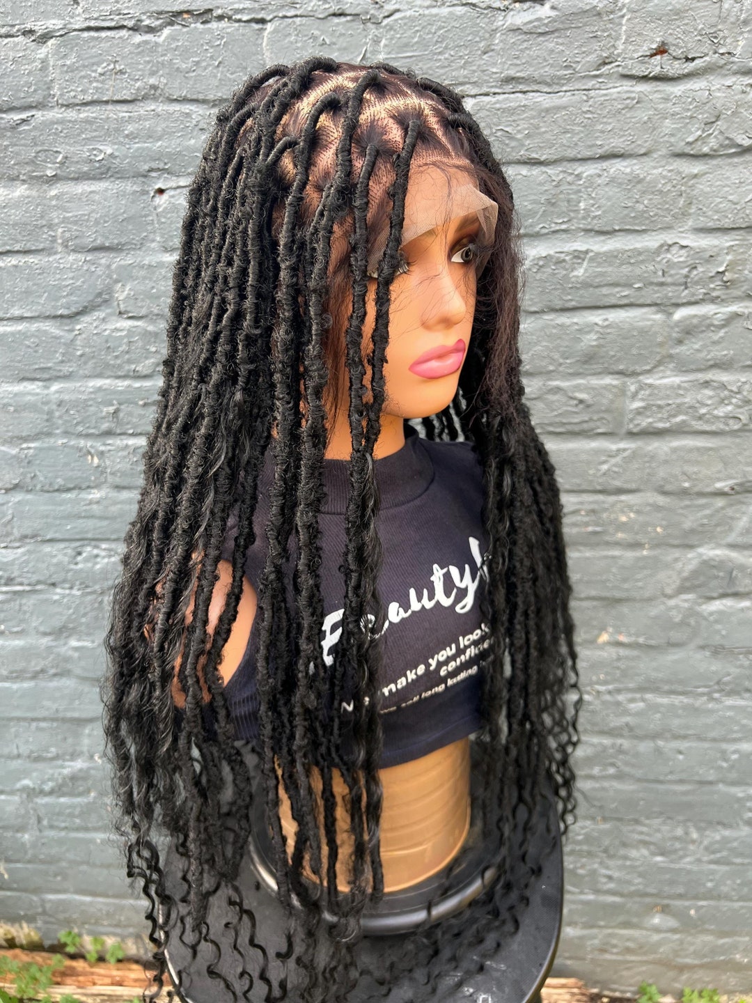 Color 1 Full Lace Wig, Boho Messy Locs, Dreadlocks, Fauxlocs, Dreadlock ...