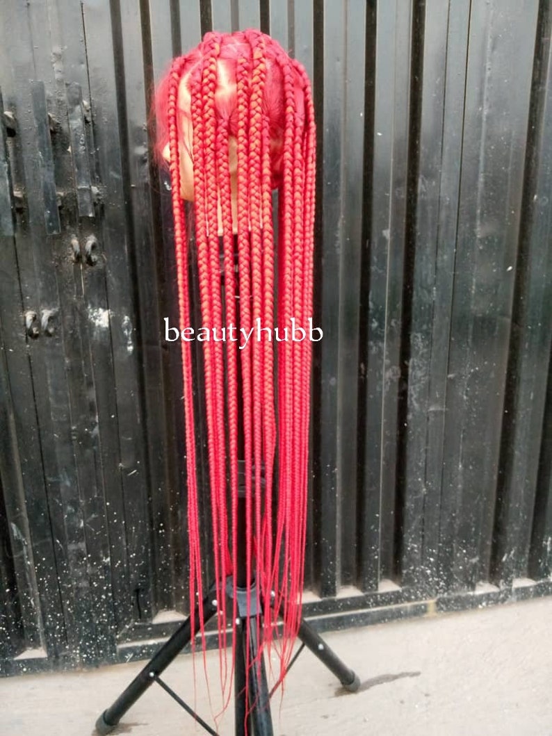 Tomato Red Knotless Full Lace Box Braid Wig for Black Women - Etsy