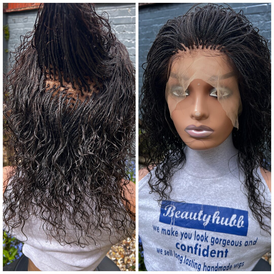 Ready to Ship Human Hair Pick and Drop Braids Wig With Water Curls ...