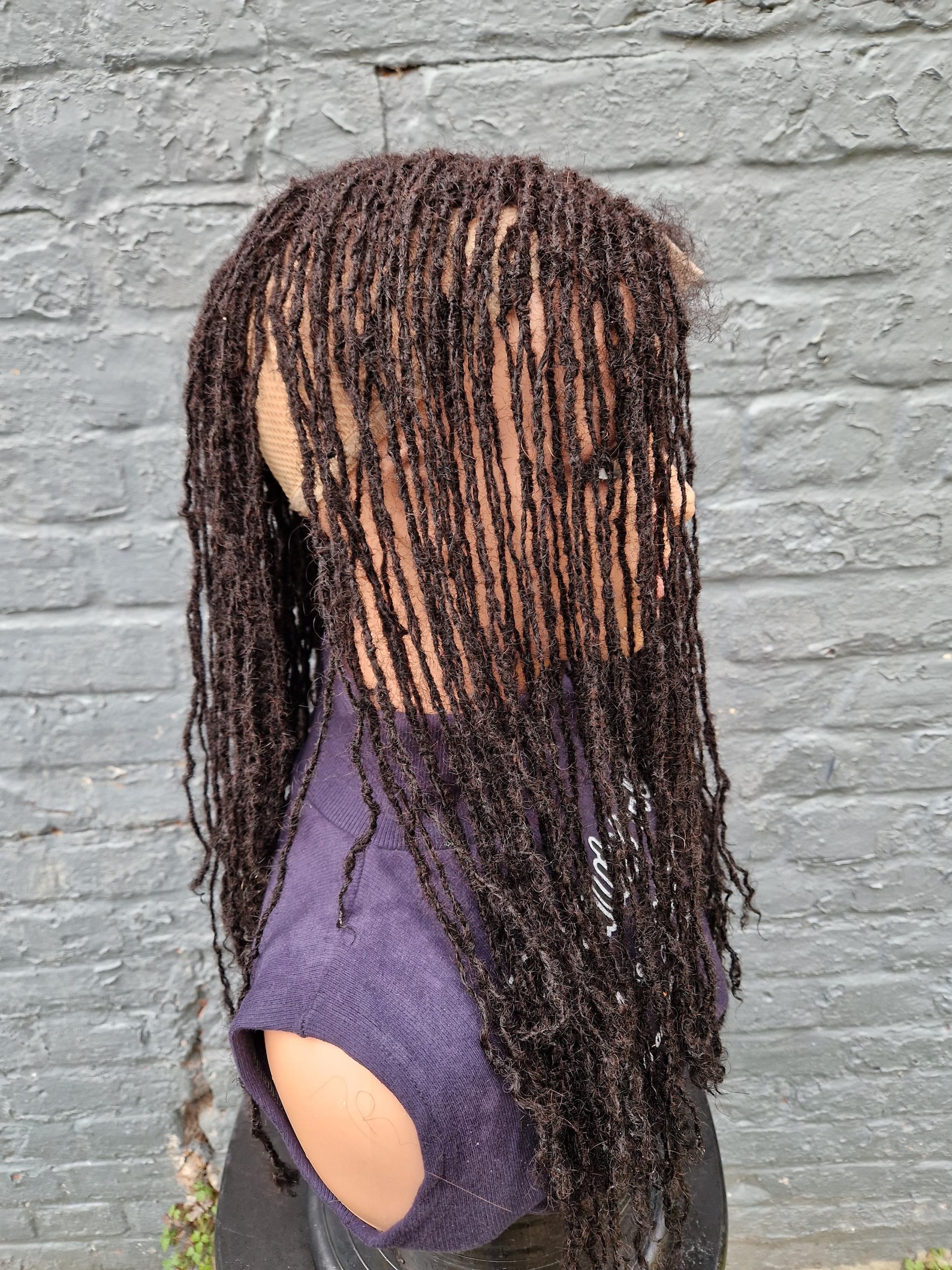 3x8 Lace Topper Wig: Human Hair Micro Locs Skinny Braids - 14-16 Inch ...