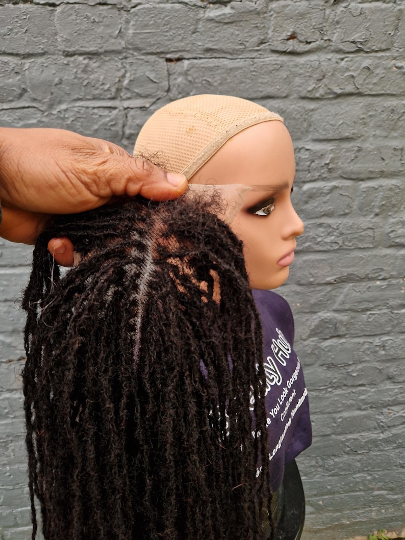 3x8 Lace Topper Wig: Human Hair Micro Locs Skinny Braids - 14-16 Inch ...