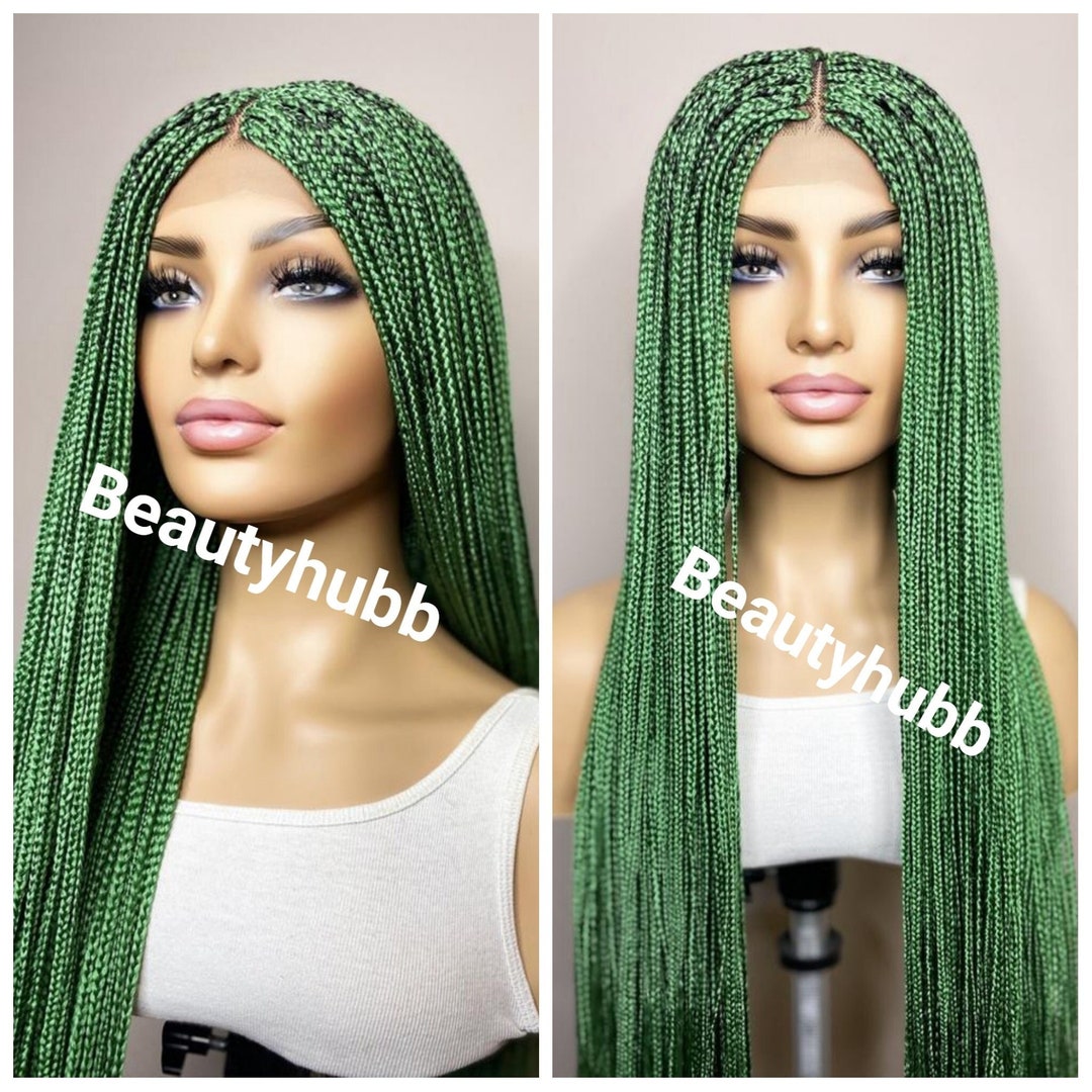 Green Box Braid Wig for Black Women Braided Wigs, Braids Wigs, Lace Wig ...
